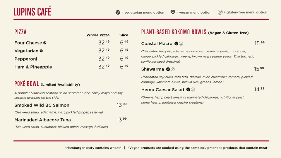 Lupins - Menu | Grouse Mountain - The Peak of Vancouver
